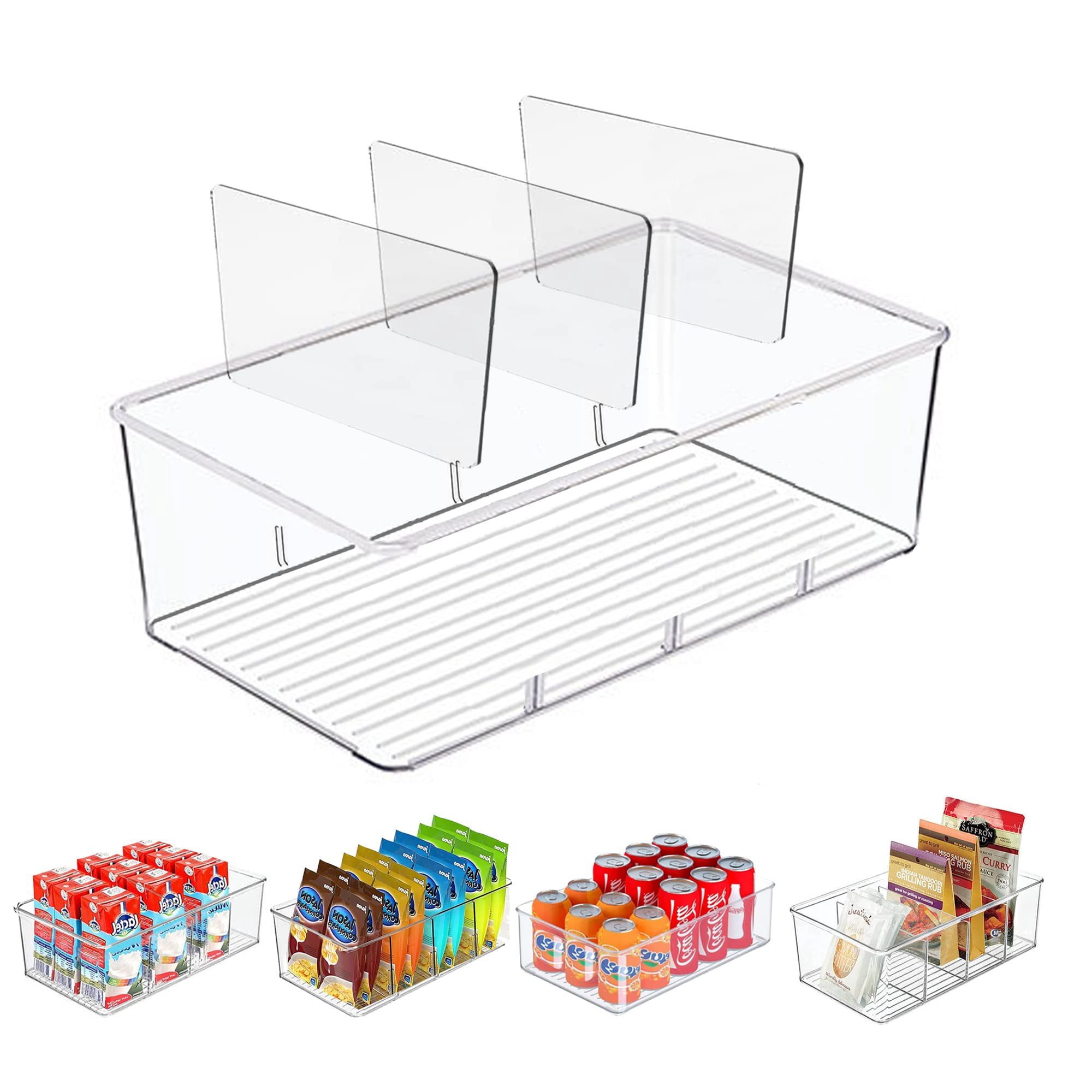 5 Pack Pantry Organizer with Removable Dividers, Snack Organizer for ...