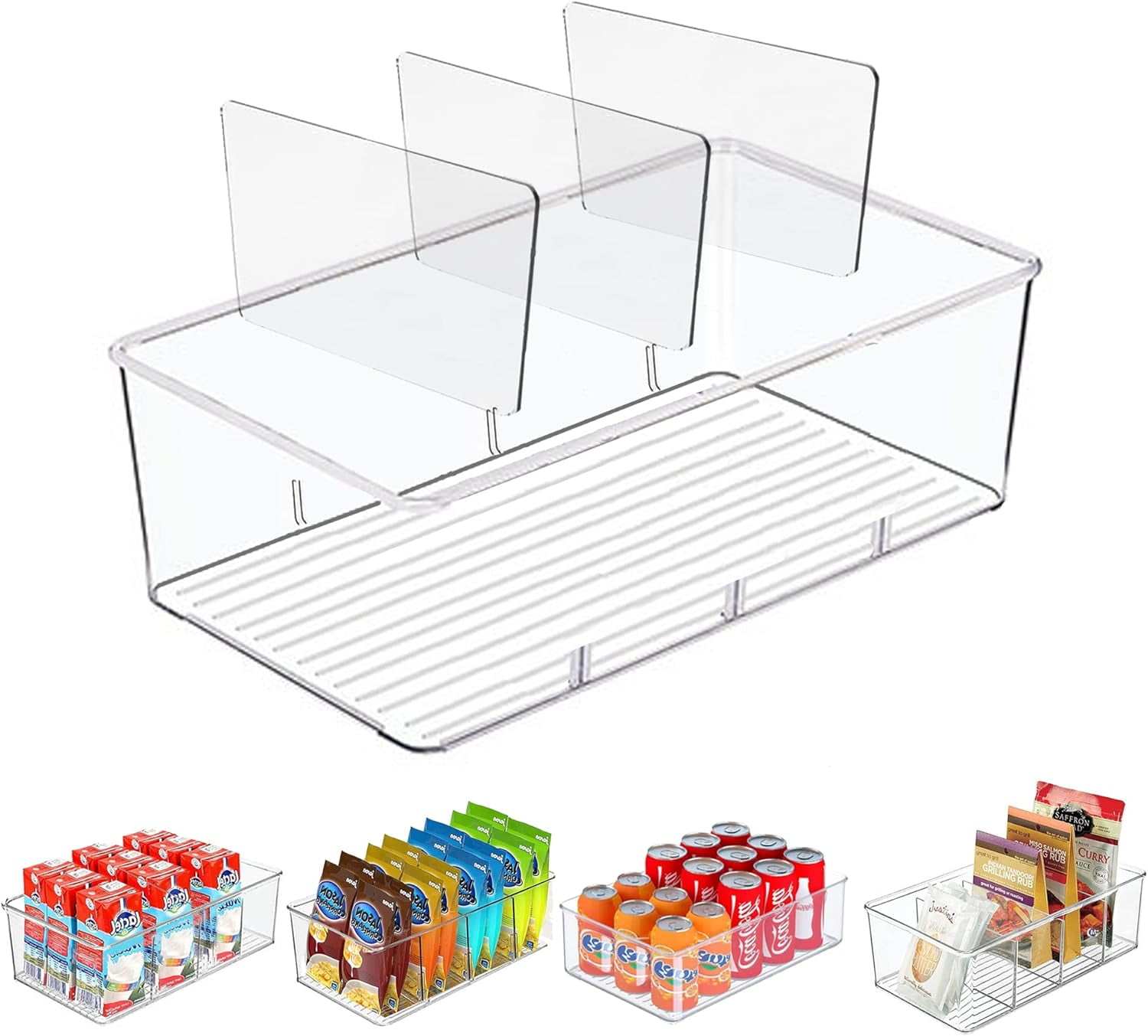 5 Pack Pantry Organizer with Removable Dividers, Snack Organizer for ...