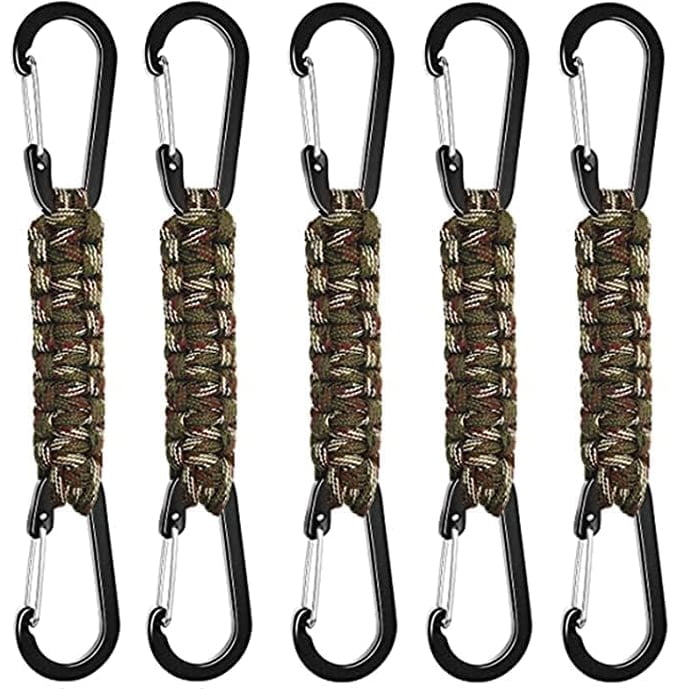 5 Pack Paracord Keychain Carabiner for Backpacks, Paracord Strap ...