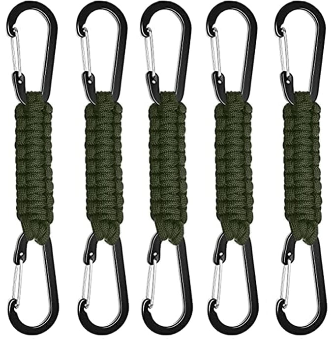 5 Pack Paracord Keychain Carabiner for Backpacks, Paracord Strap ...