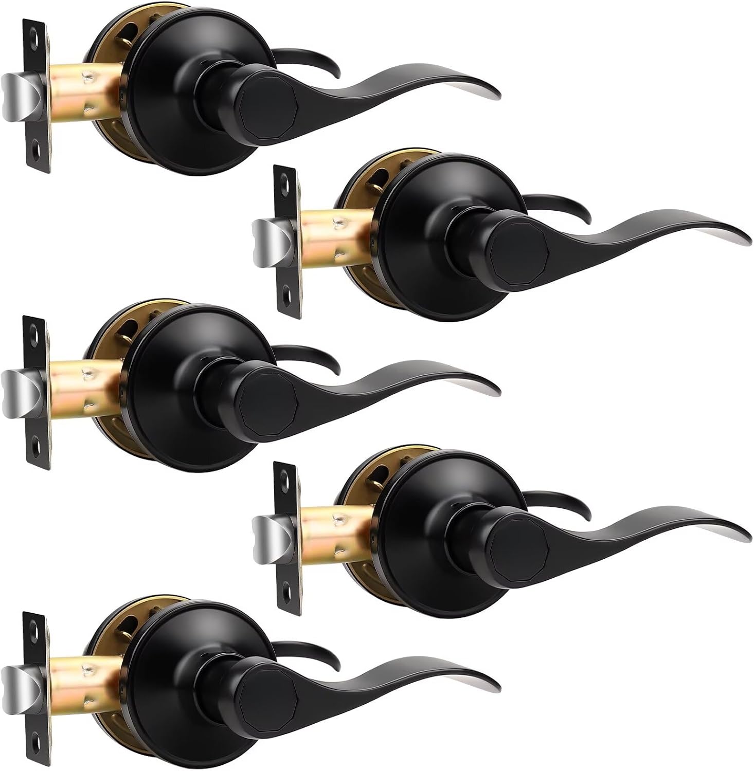 5 Pack Passage Door Handles Interior, Hallway Closet Door Leverset ...