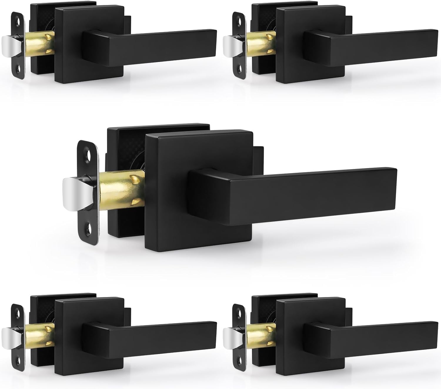 5 Pack Passage Door Handles Matte Black Door Knobs, Interior Door Knobs ...