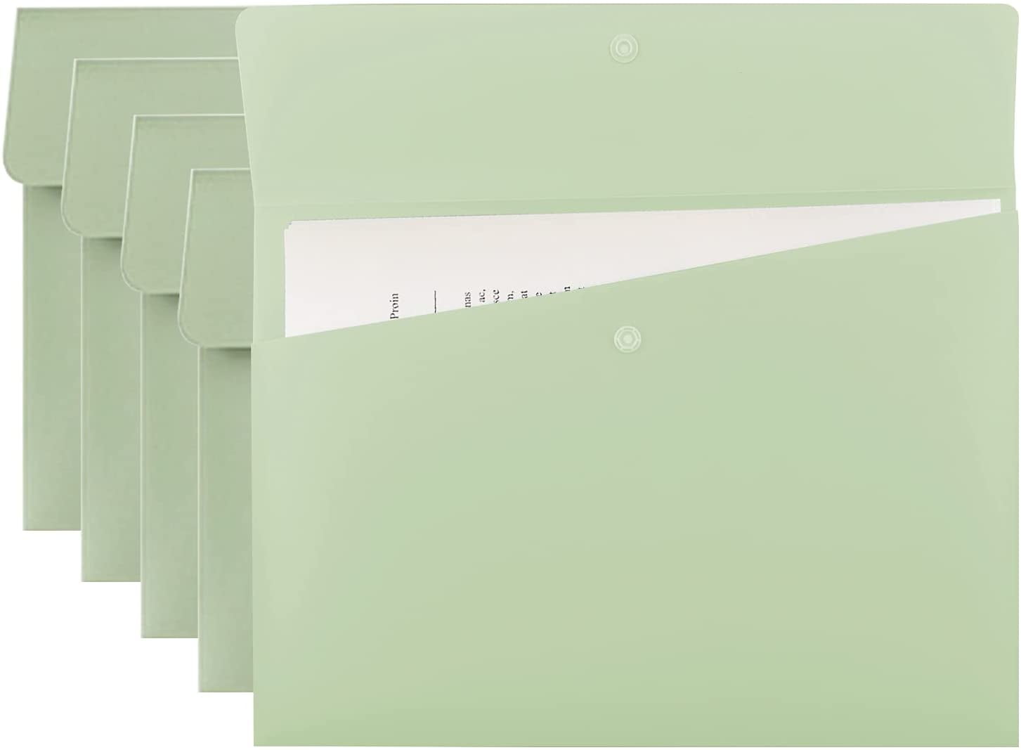 5 Pack Pastel Plastic Envelopes Poly Envelopes, Clear Document Folders ...