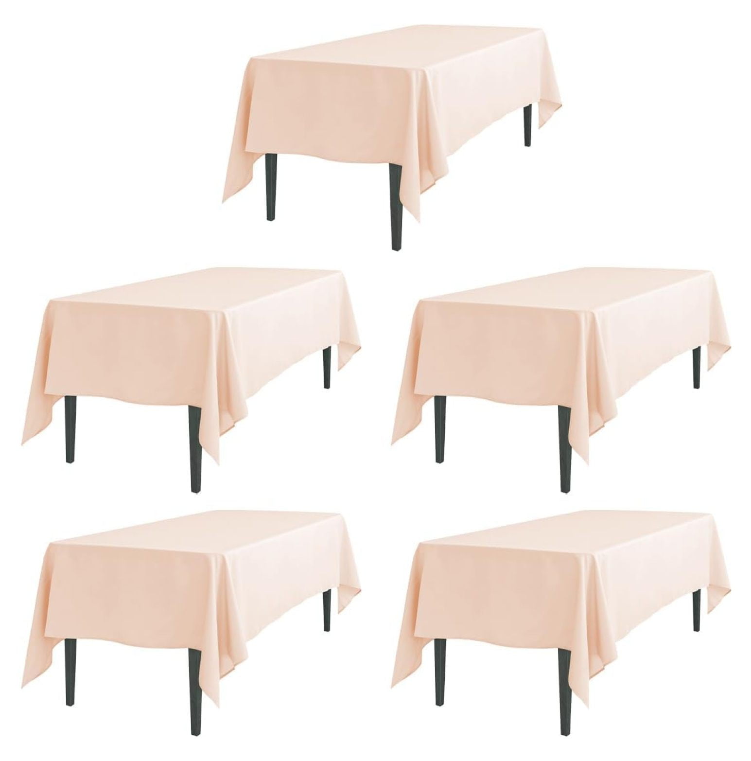 5 Pack Peach Rectangular Tablecloths 60 x 126 Inches for 8 Feet ...