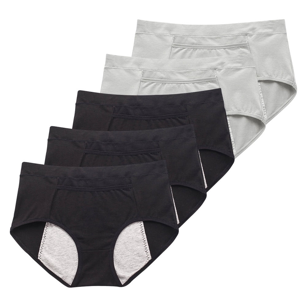 5 Pack Period Underwear for Women Medium Waist Cotton Leakproof ...