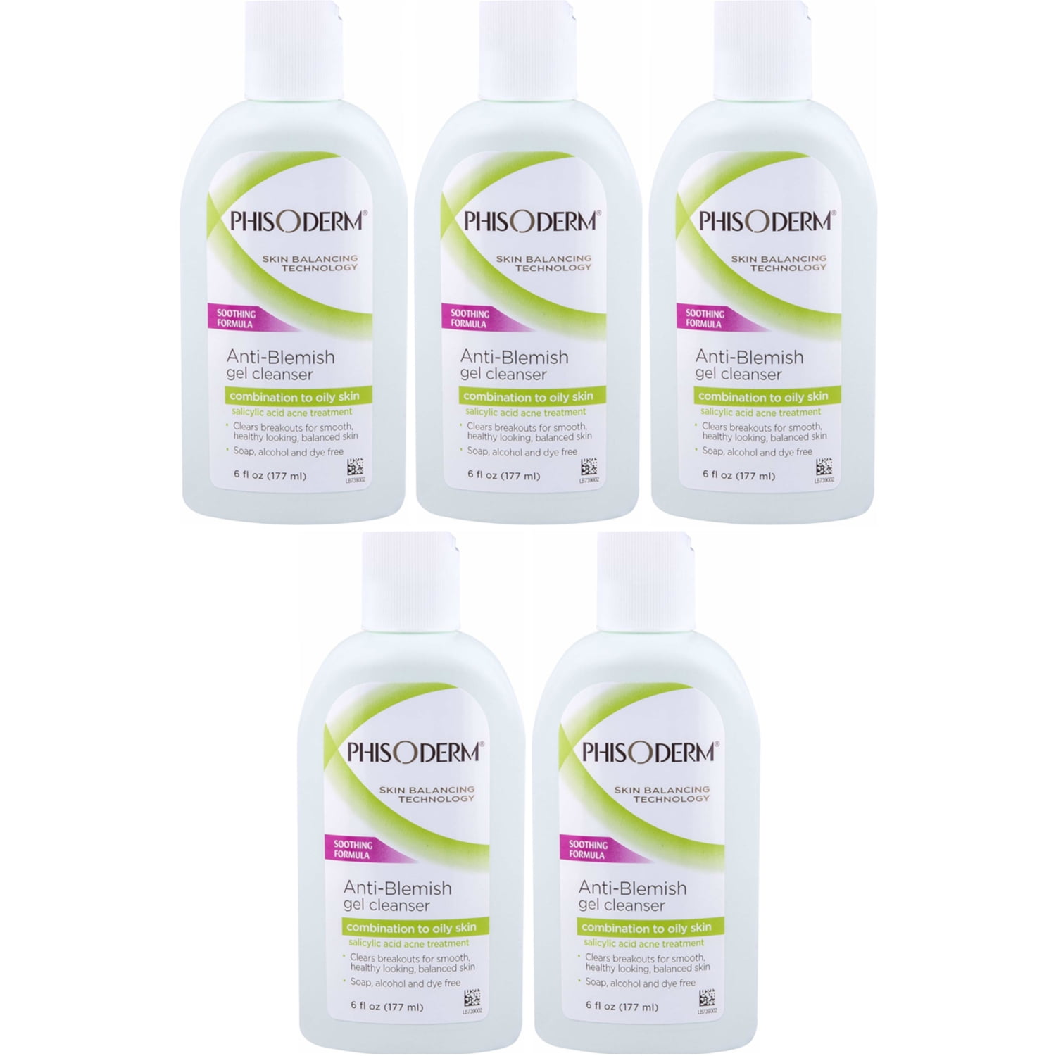 Phisoderm 5 Pack Anti-Blemish Gel Cleanser with Salicylic Acid ...