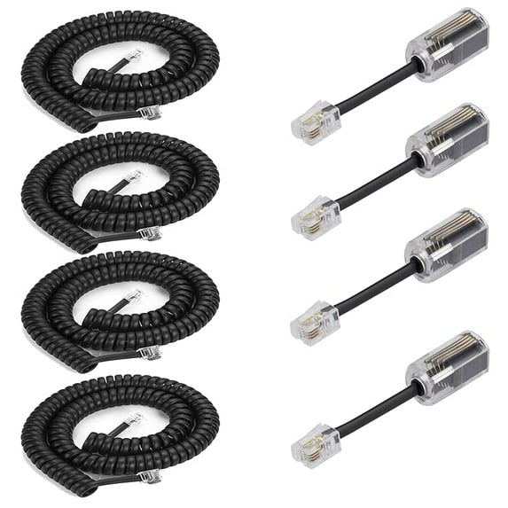 5 Pack Phone Cord Landline8Ft Uncoiled / 1.4Ft Coiled Landline Phone ...