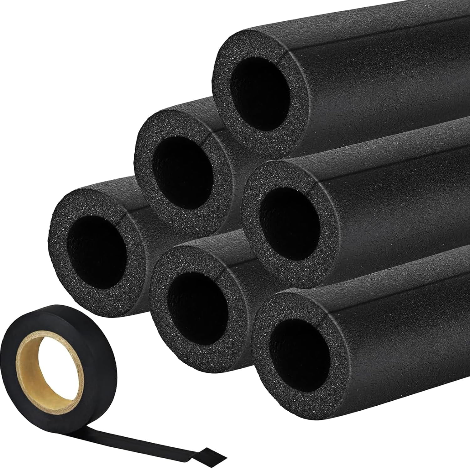 5 Pack Pipe Insulating Foam Tube 1.25 inch by 6 ft Water Pipe Covers ...