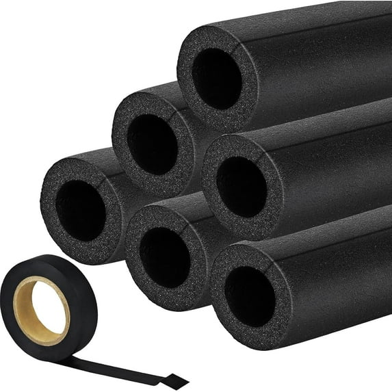 5 Pack Pipe Insulating Foam Tube 1 inch by 6 ft Water Pipe Covers with ...
