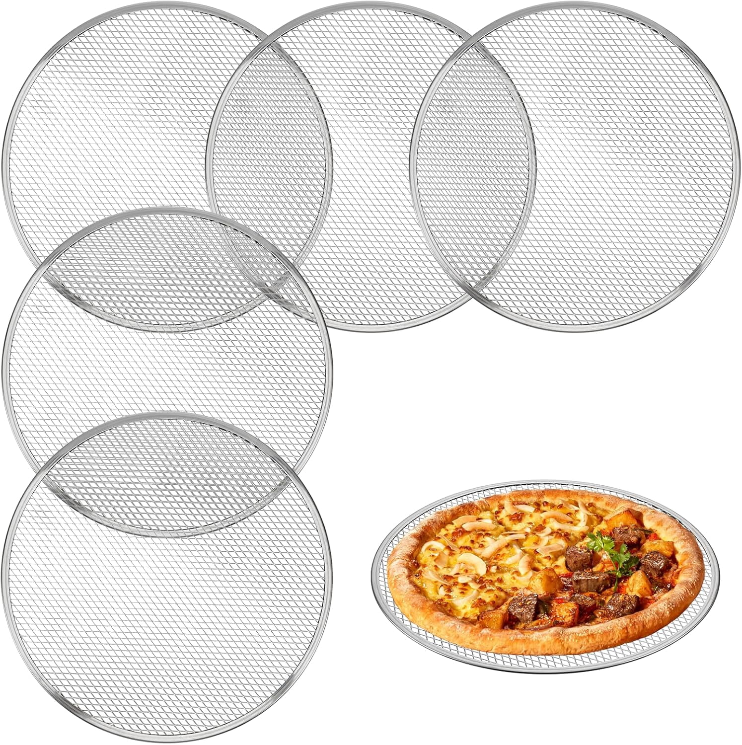 5 Pack Pizza Screen, 12 Inch Pizza Pan for Oven Non-stick Pizzas Tray ...