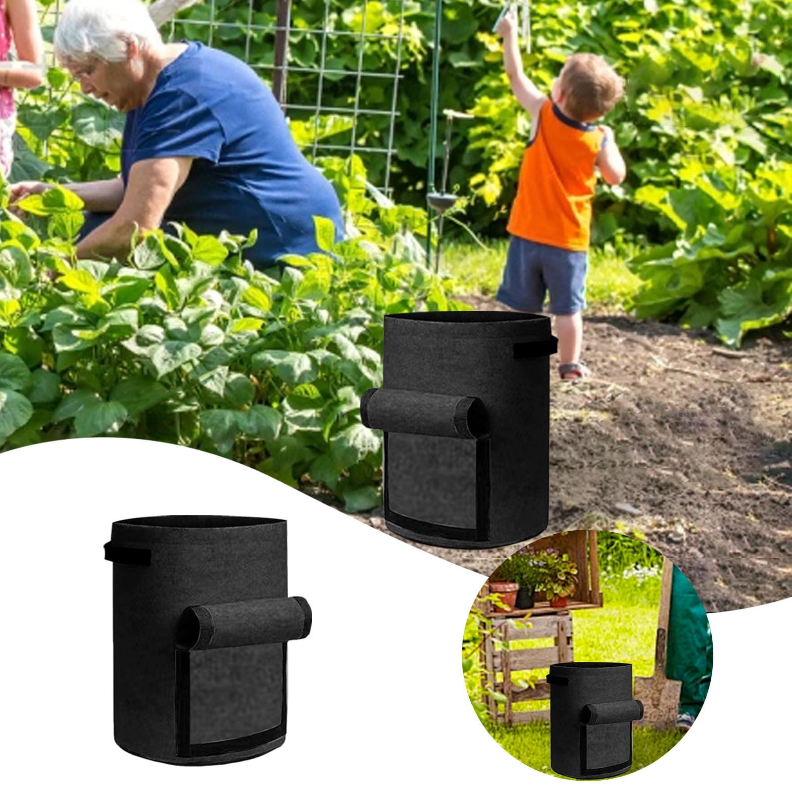 5 Pack Grow Bags Breathable Felt Aeration Fabric Grow Pots Garden ...