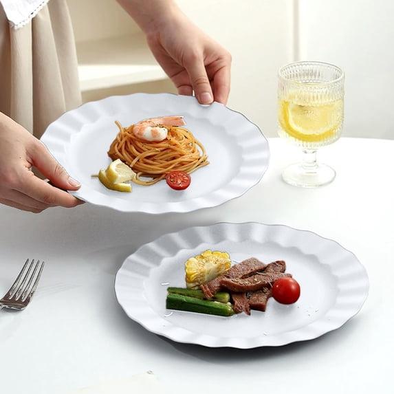 5 Pack Plastic Dinner Plate, Round Flat Dish for Household Kitchen ...