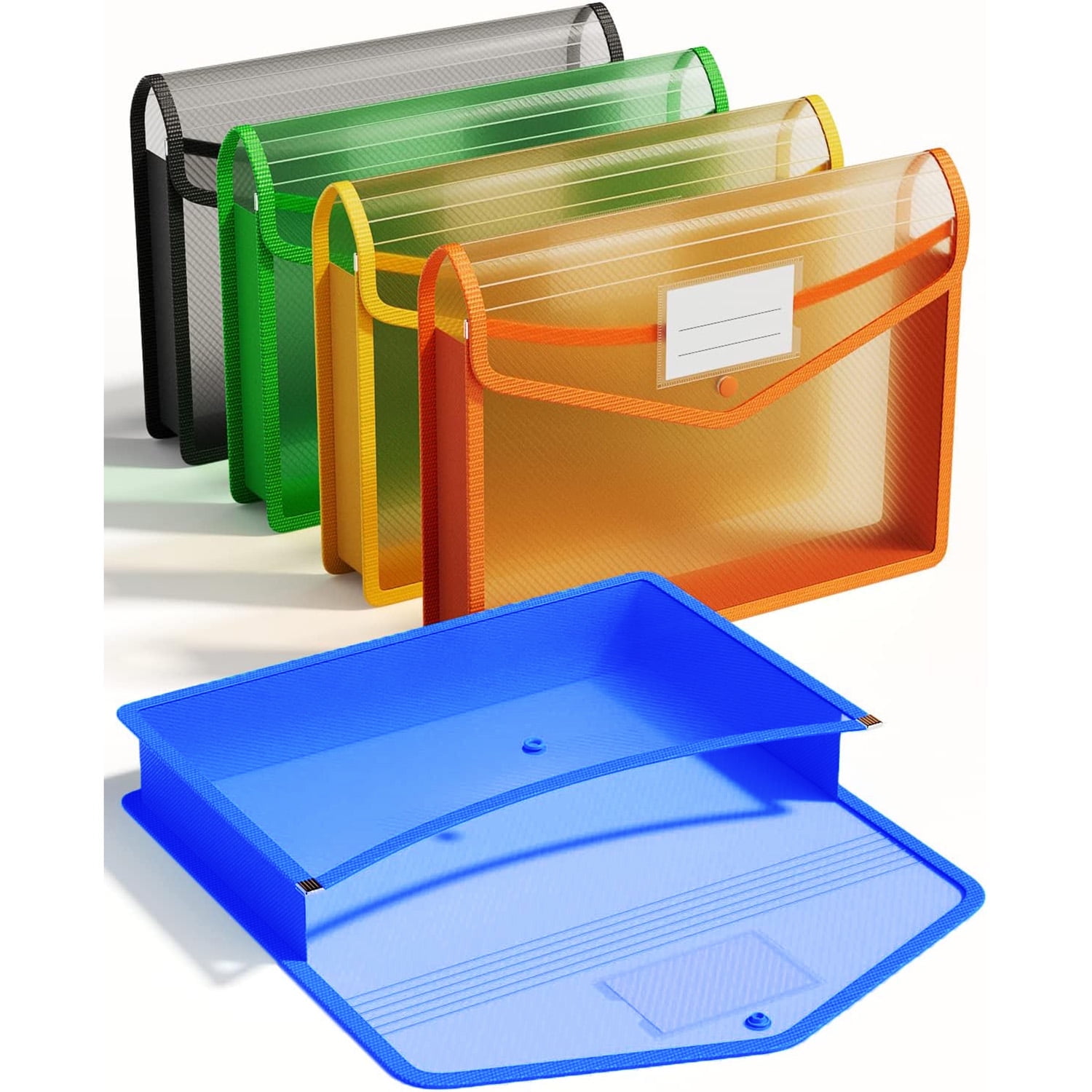 5 Pack Plastic File Folder, Transparent Document Folder with Snap ...