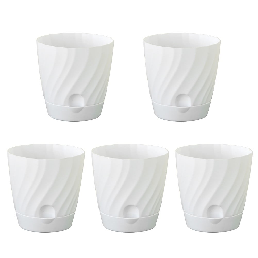 5-Pack Plastic Flower Pots with Drainage Holes - 10x10x20cm Planters ...