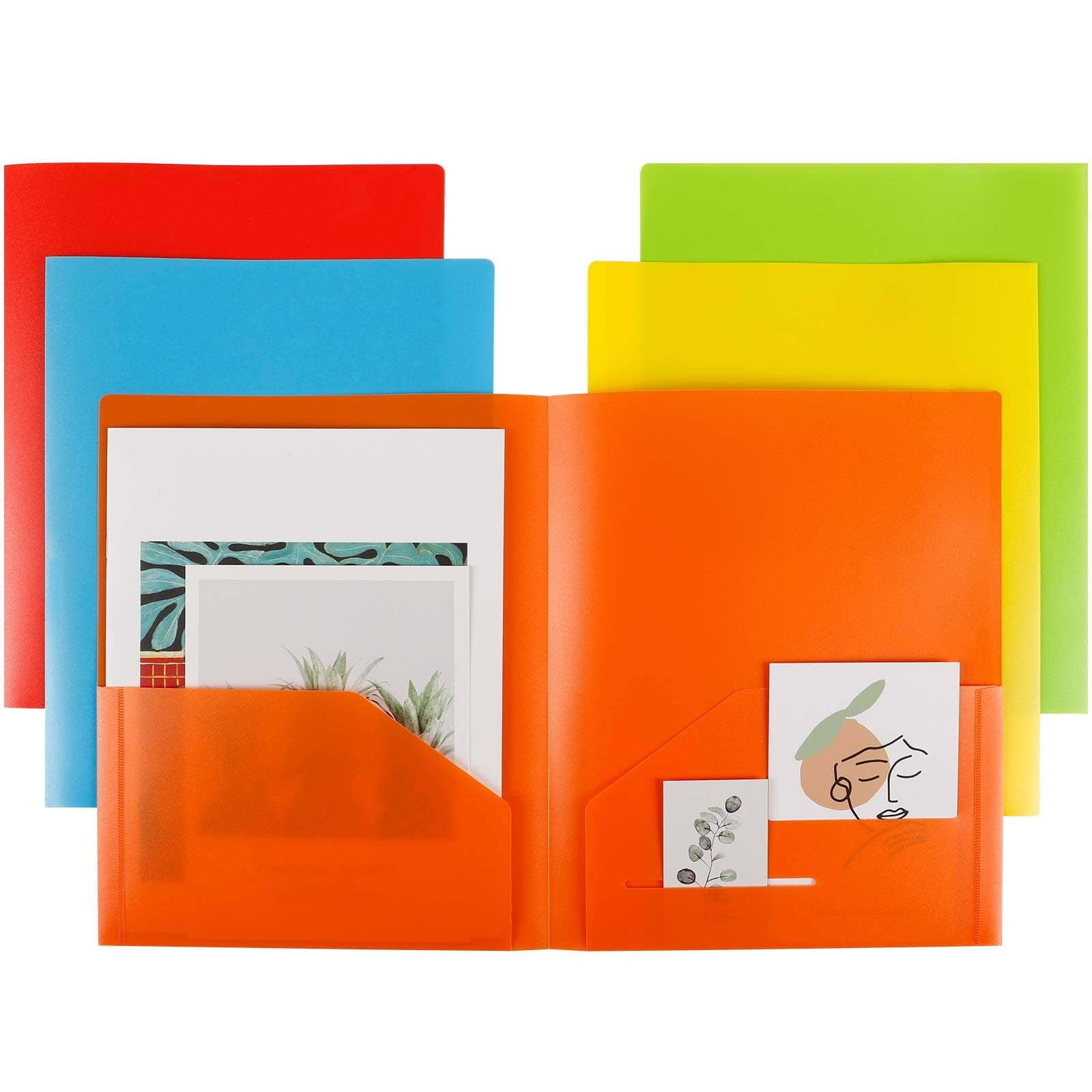 5 Pack Plastic Pocket Folder Heavy Duty Folders with Pockets Fit A4 ...