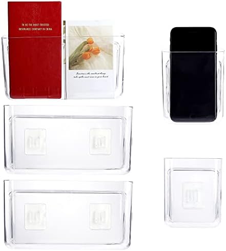 5 Pack Plastic Wall Folders, Clear Single Pocket Hanging Wall File ...