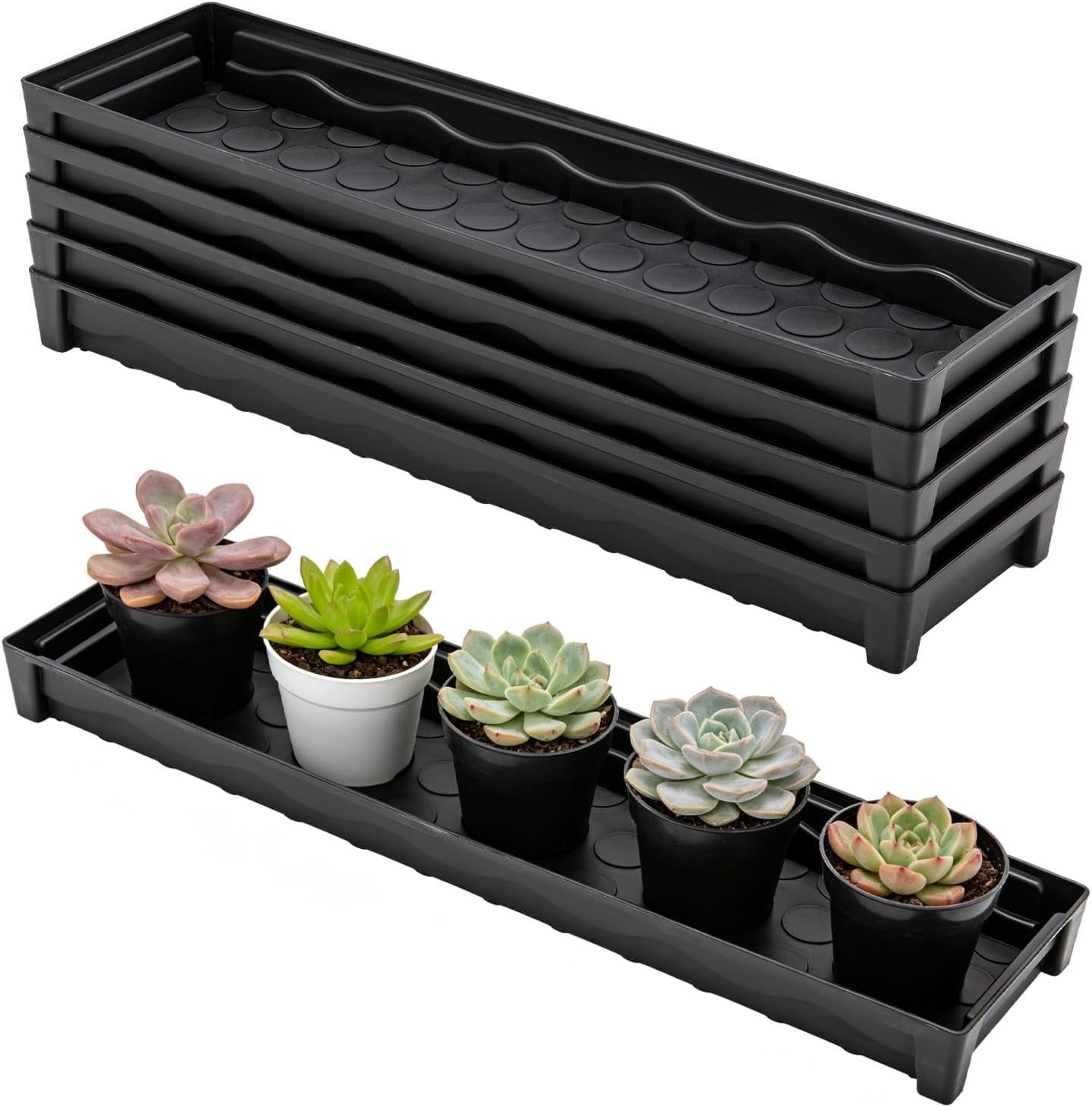 5 Pack Plastic Window Sill Saucer, Rectangular Windowsill Plant Pot ...