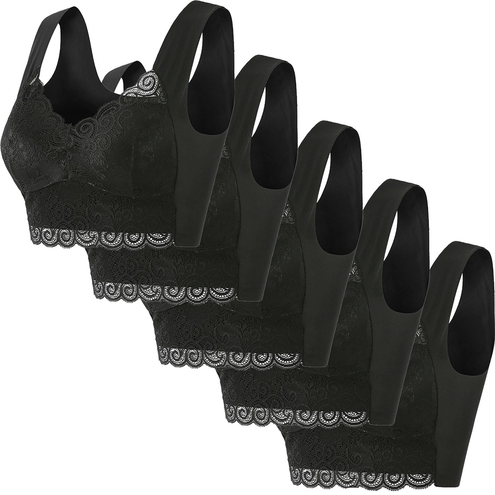 5 Pack Plus Size Bras Womens Trendy Everyday Comfortable Breathable ...