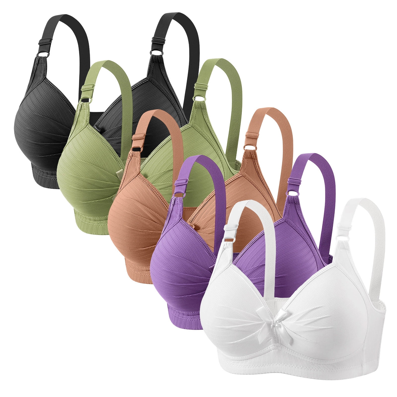 5 Pack Plus Size Bras for Women No Underwire Comfortable Breathable ...