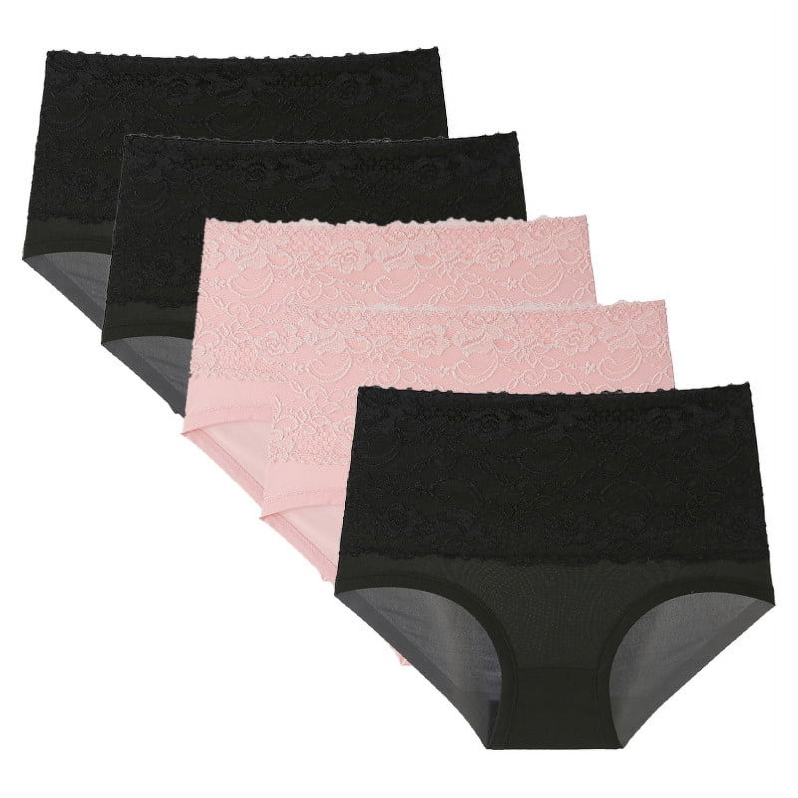 5 Pack Plus Size Womens High Waist Underwear Lace Tummy Control Stretch ...