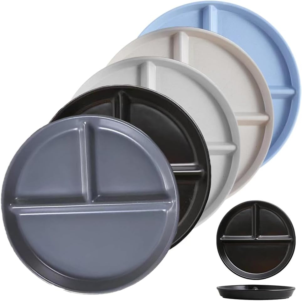 (5 Pack) Portion Control Plate for Balanced Eating, 9" Unbreakable ...