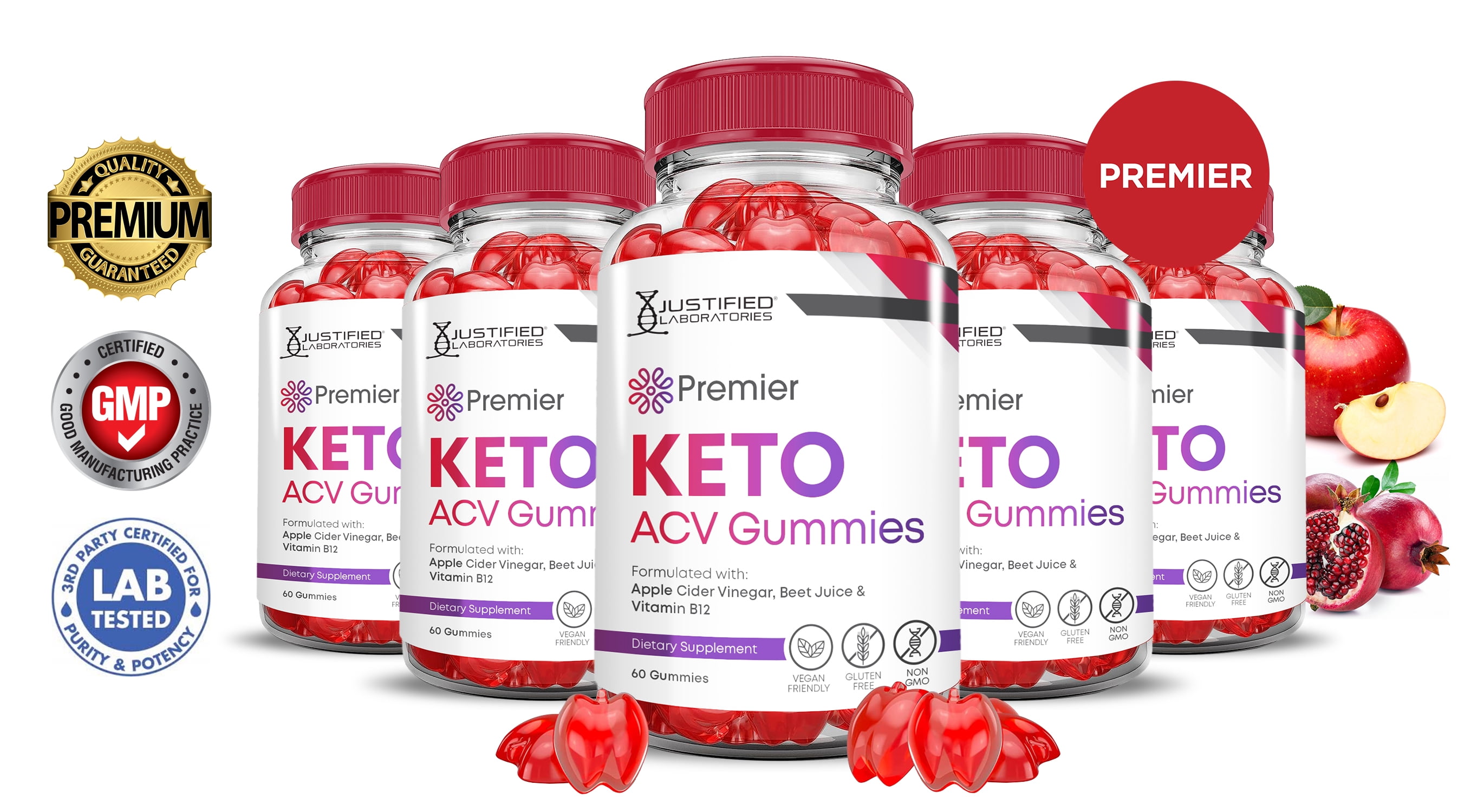Premier Keto ACV Gummies, 1000 Mg Dietary Supplement, Pack of 5, 300 ...