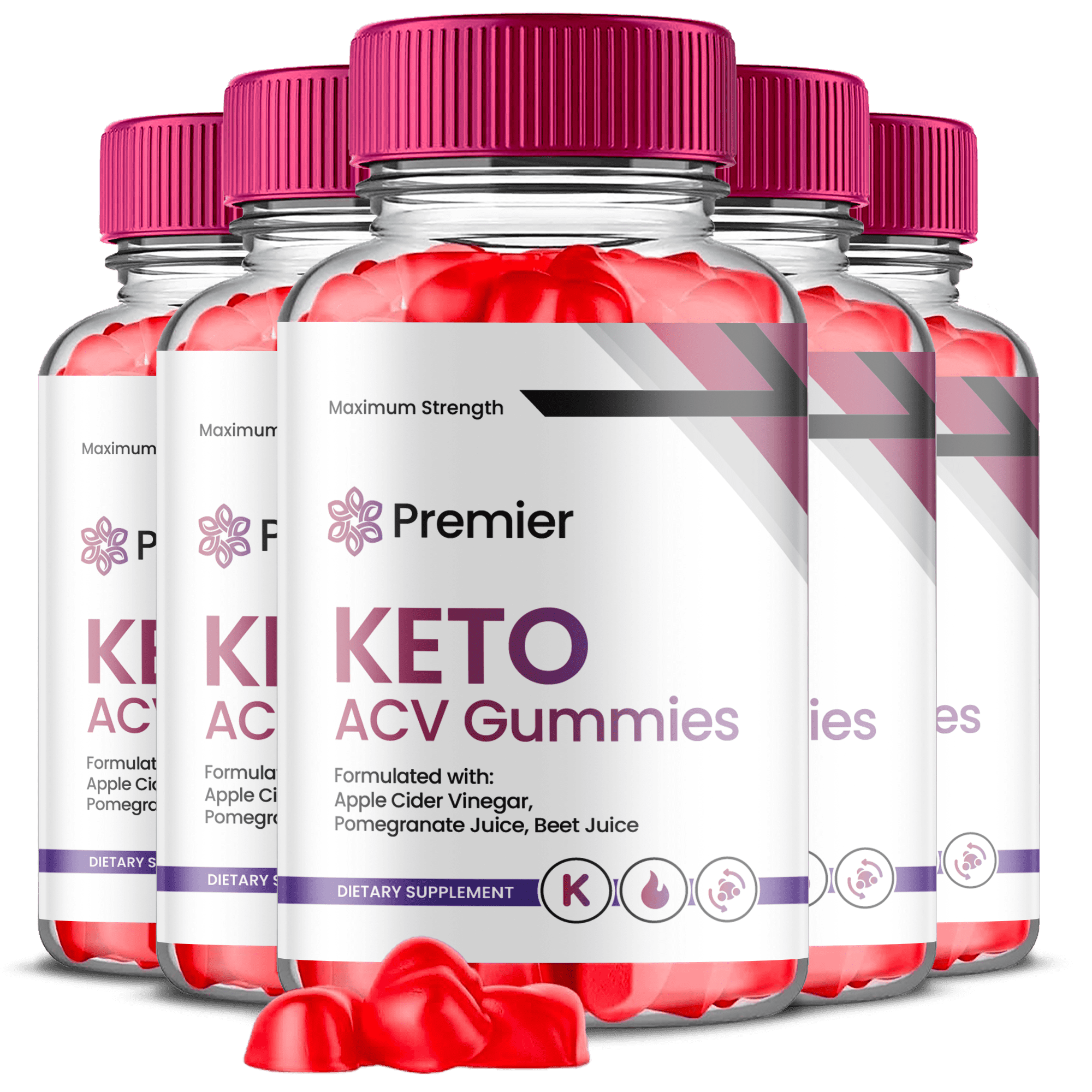 (5 Pack) Premier Keto ACV Gummies - Apple Cider Vinegar Supplement for ...
