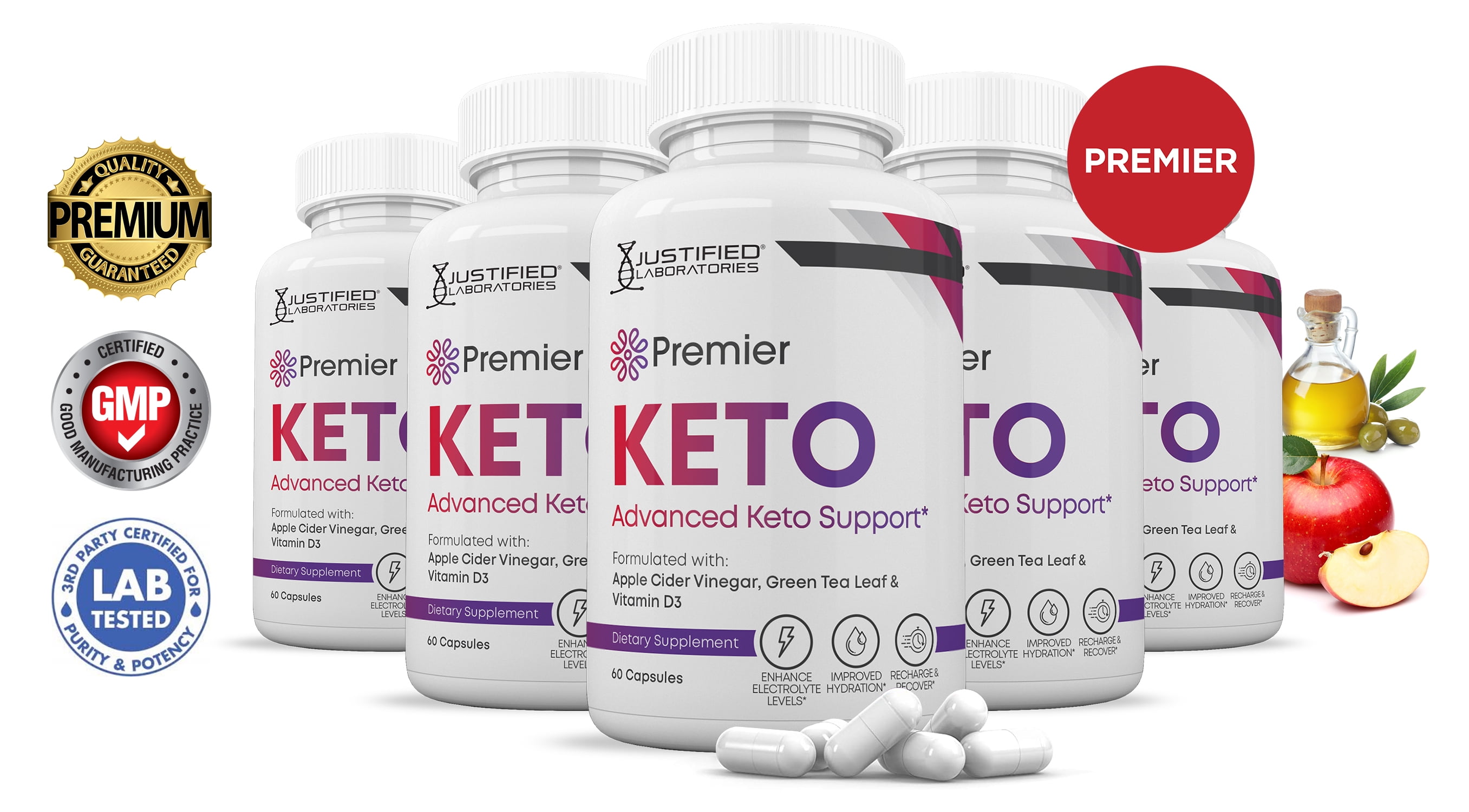 (5 Pack) Premier Keto ACV Pills 1275mg Alternative to Gummies Dietary ...