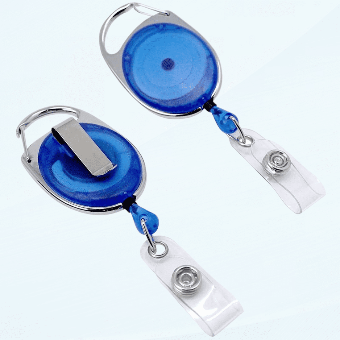 5 Pack - Premium Oval Badge Reel with Carabiner & Belt Clip - Dual Clip ...