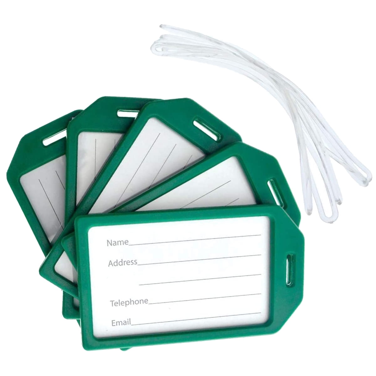 5 Pack - Premium Rigid Airline Luggage Tag Holders with 6" Worm Loops ...