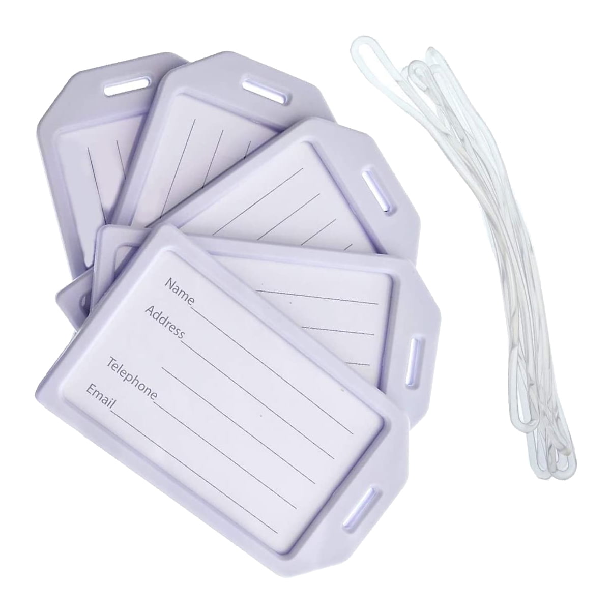 5 Pack - Premium Rigid Airline Luggage Tag Holders with 6" Worm Loops ...