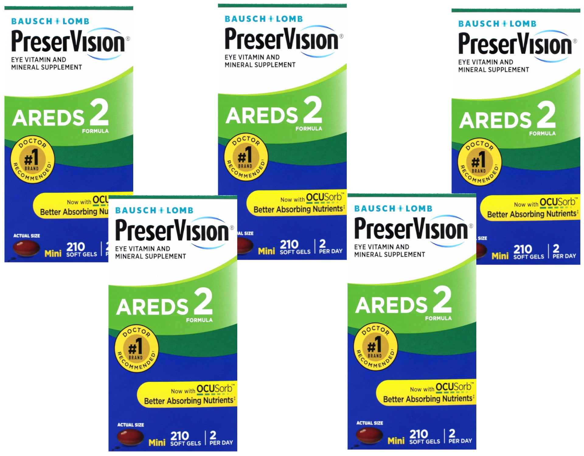 5 Pack - PreserVision® AREDS 2 Formula + Multivitamin, Eye Vitamin and ...