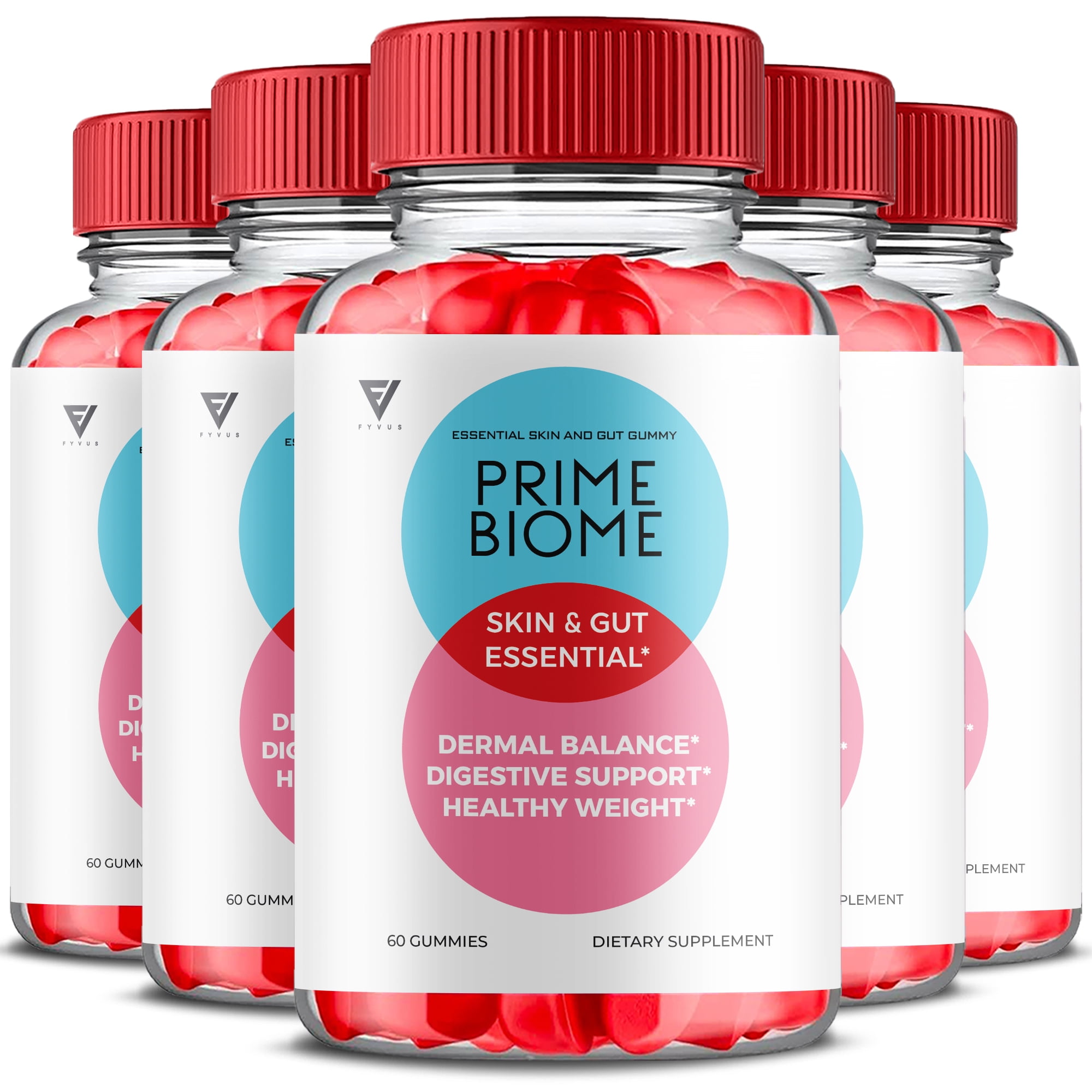 (5 Pack) Prime Biome Gummies PrimeBiome Skin & Gut Supplement (300 ...