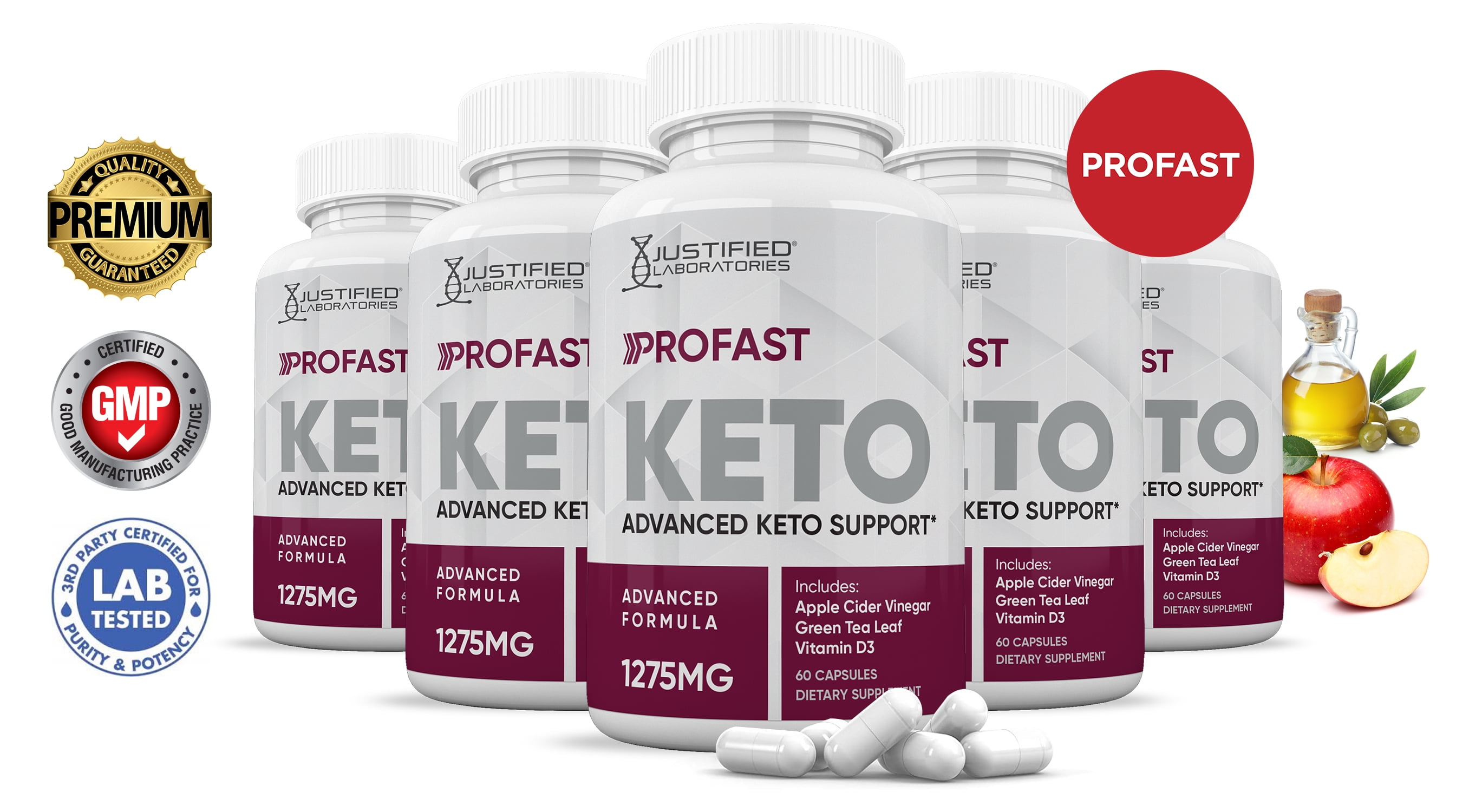 (5 Pack) Profast Keto ACV Pills 1275mg Alternative to Gummies Dietary Supplement 300 Capsules ...