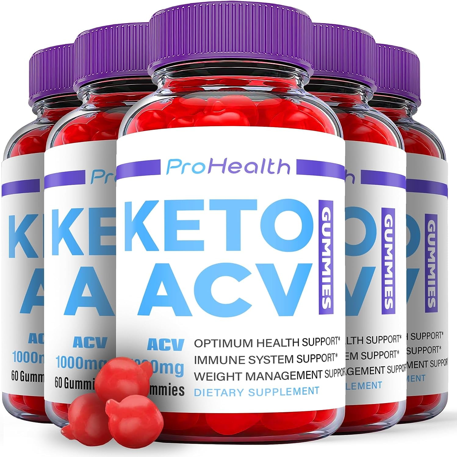 5 Pack Prohealth Keto Acv Gummies Apple Cider Vinegar Supplement For