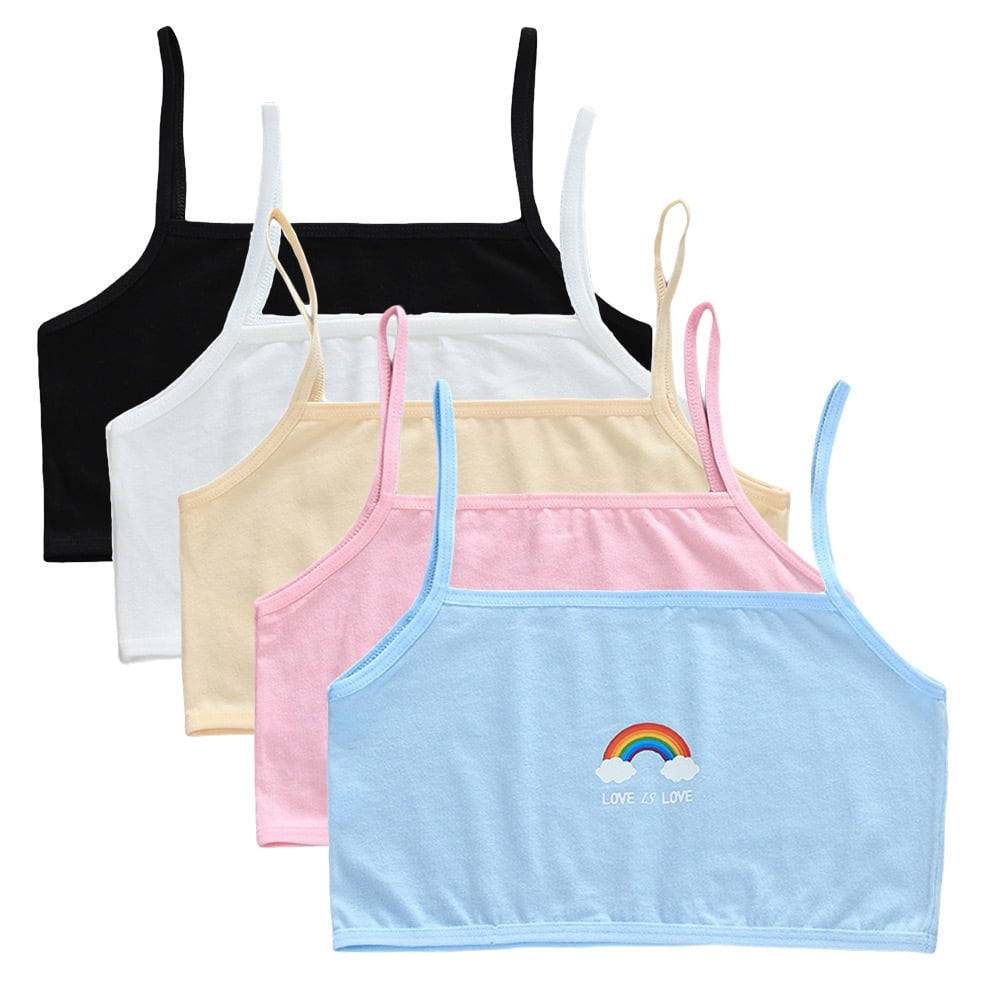 5-Pack Puberty Girls Big Girls Cotton Development Bra Cami Training Bra ...