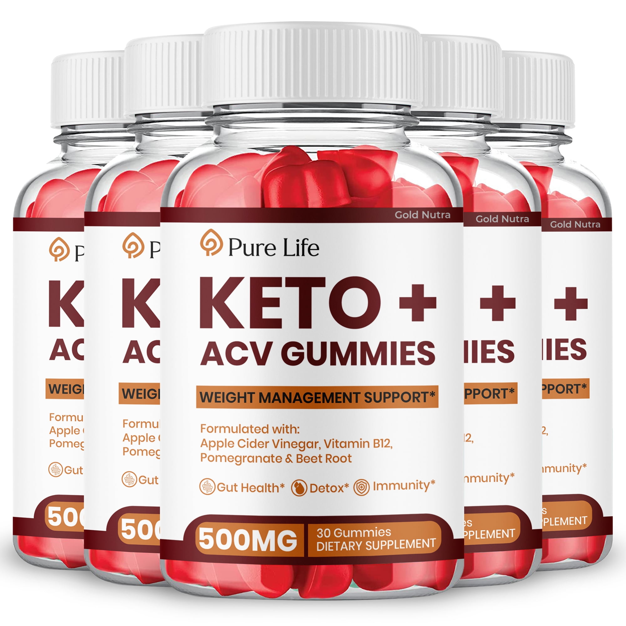 (5 Pack) Pure Life Keto ACV Gummies, Pure Life Keto with Apple Cider Vinegar, Max Strength for ...
