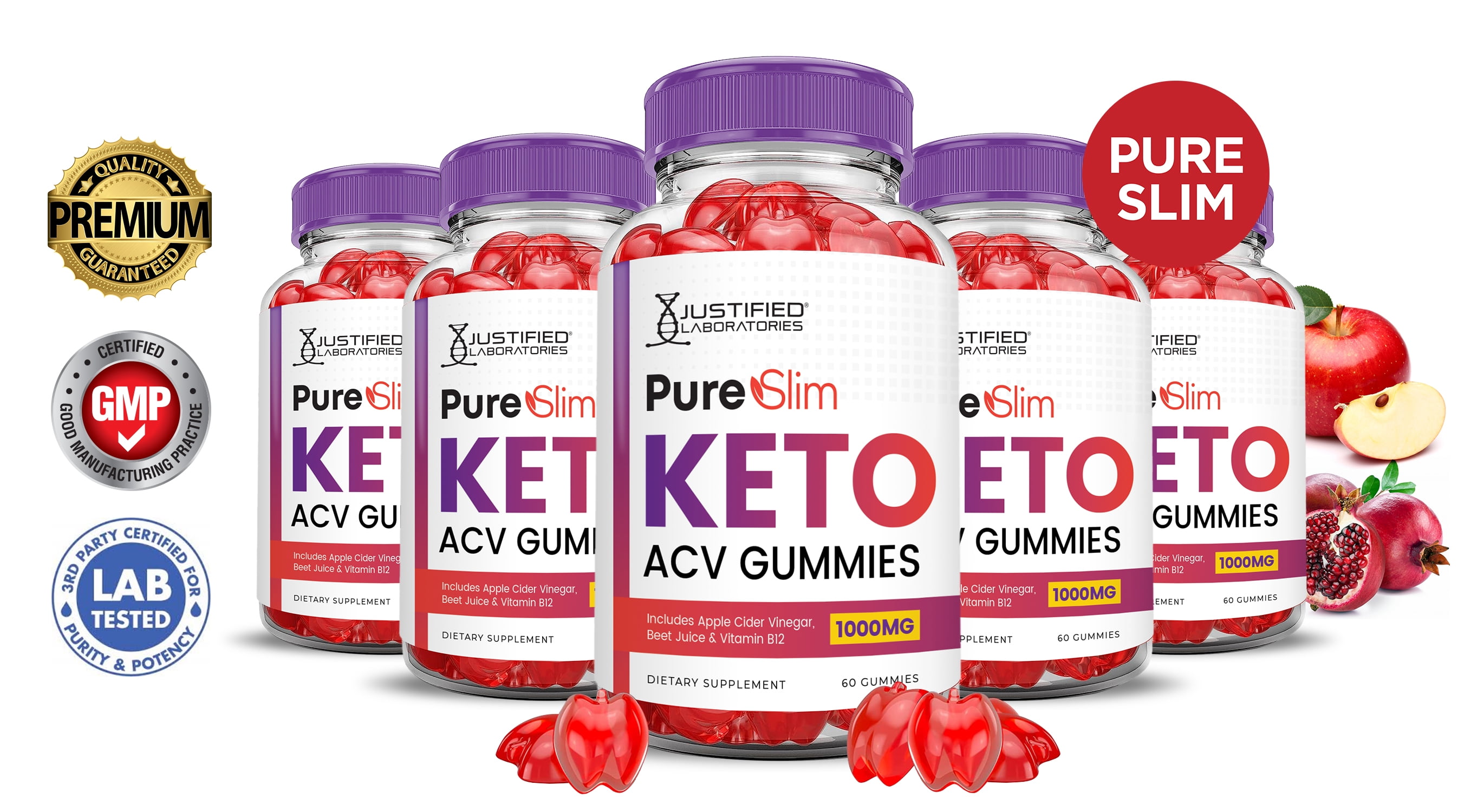 (5 Pack) Pure Slim Keto ACV Gummies 1000MG Dietary Supplement 300 ...