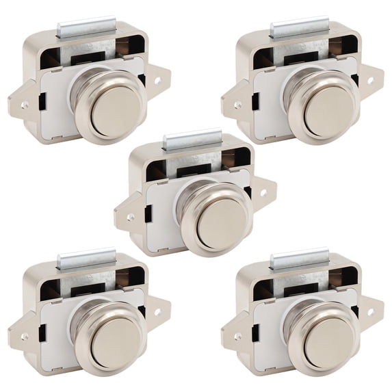 5 Pack Push Button Cabinet Lock, Chrome Plated RV Drawer Latches, Metal ...