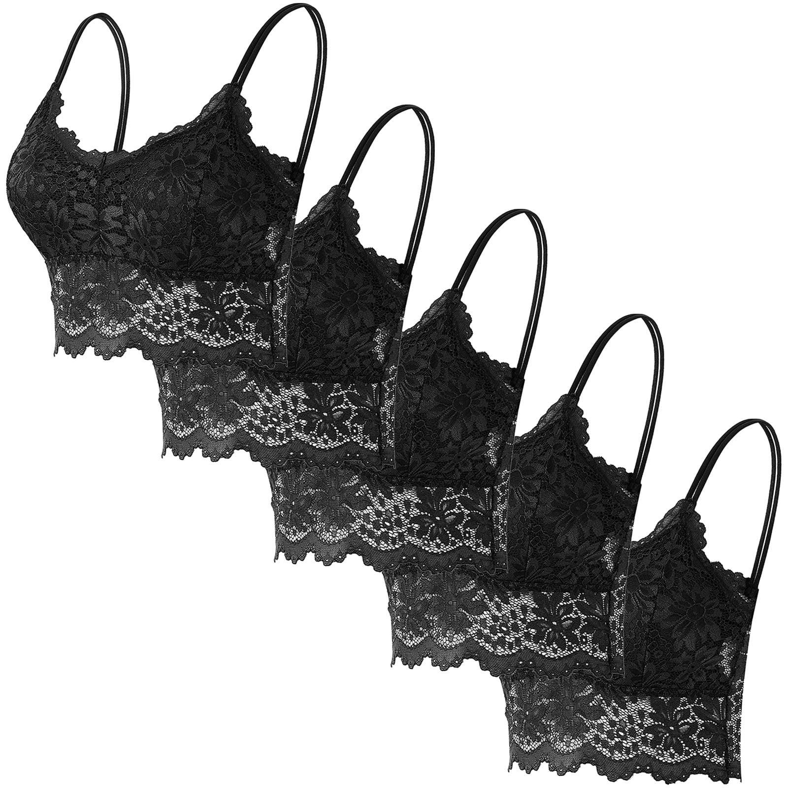 5 Pack Push Up Bras for Women Wireless Longline Lace Bandeau Bralettes ...