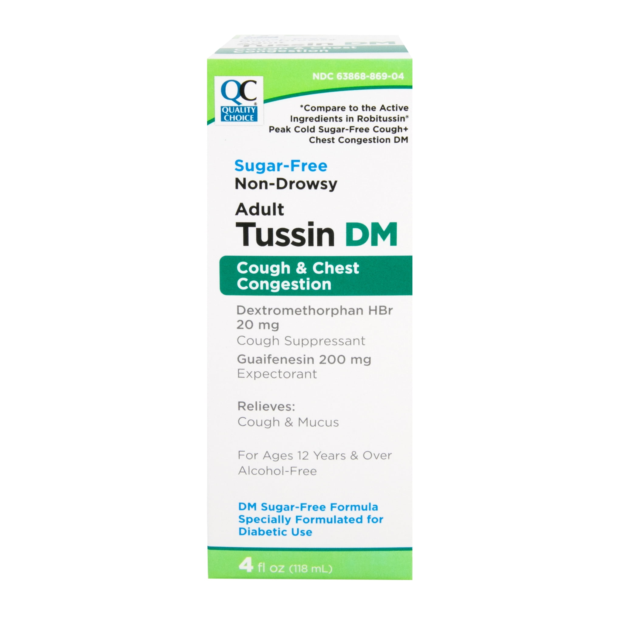 5 Pack Quality Choice Sugar-Free Non-Drowsy Tussin DM 4 Ounce - Walmart.com