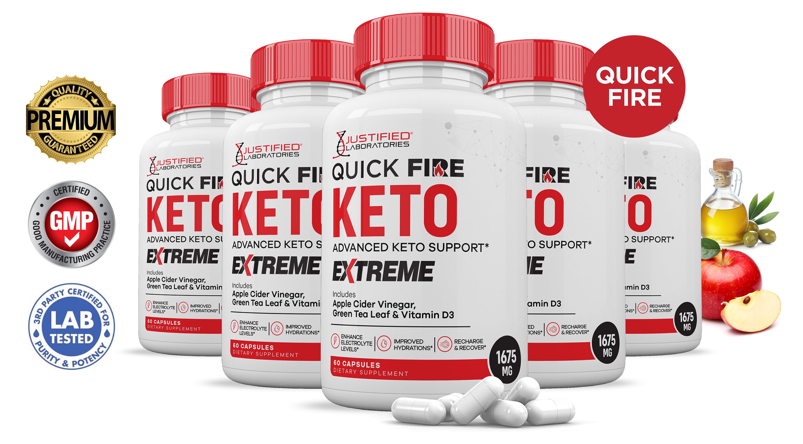 (5 Pack) Quick Fire Keto ACV Extreme Pills 1675mg Alternative to ...