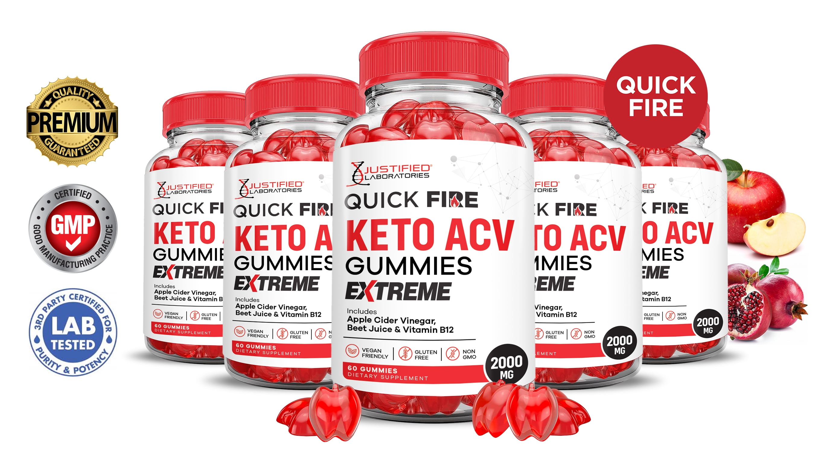 (5 Pack) Quick Fire Keto Extreme ACV Gummies 2000mg Dietary Supplement 300 Gummys - Walmart.com