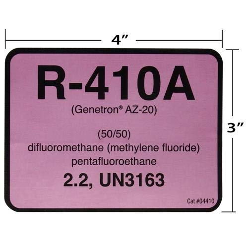 (5) Pack, R-410A / R410A / Genetron AZ-20 Refrigerant Labels # 04410 ...
