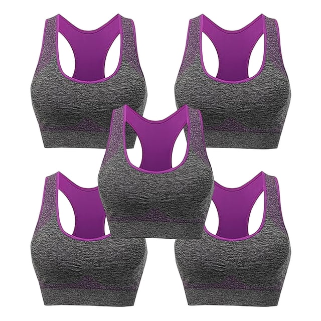 5 Pack Racerback Sports Bras for Women Medium Support Padded Wireless ...