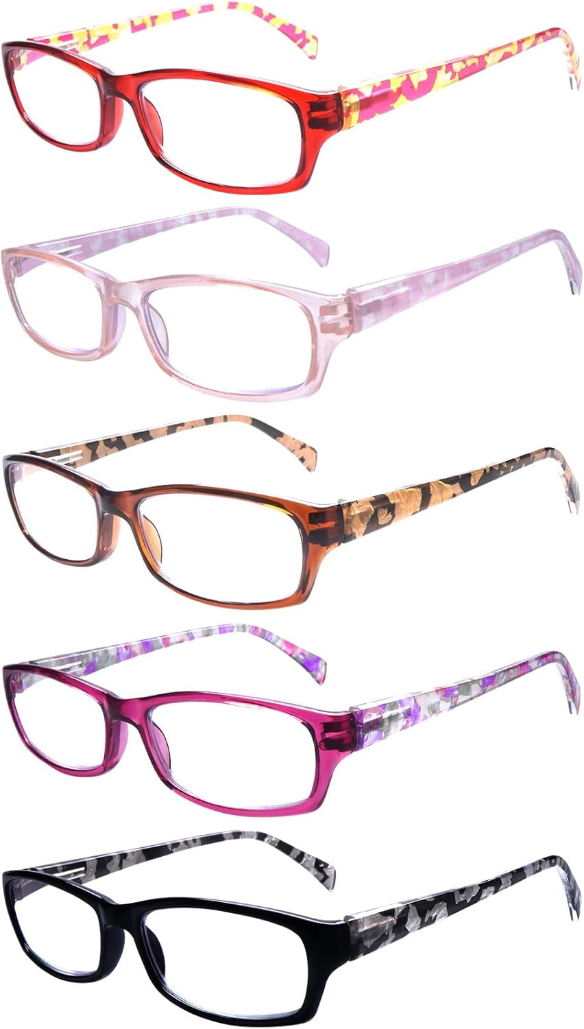 5 Pack Reading Glasses for Women, Blue Light Blocking Computer Readers ...
