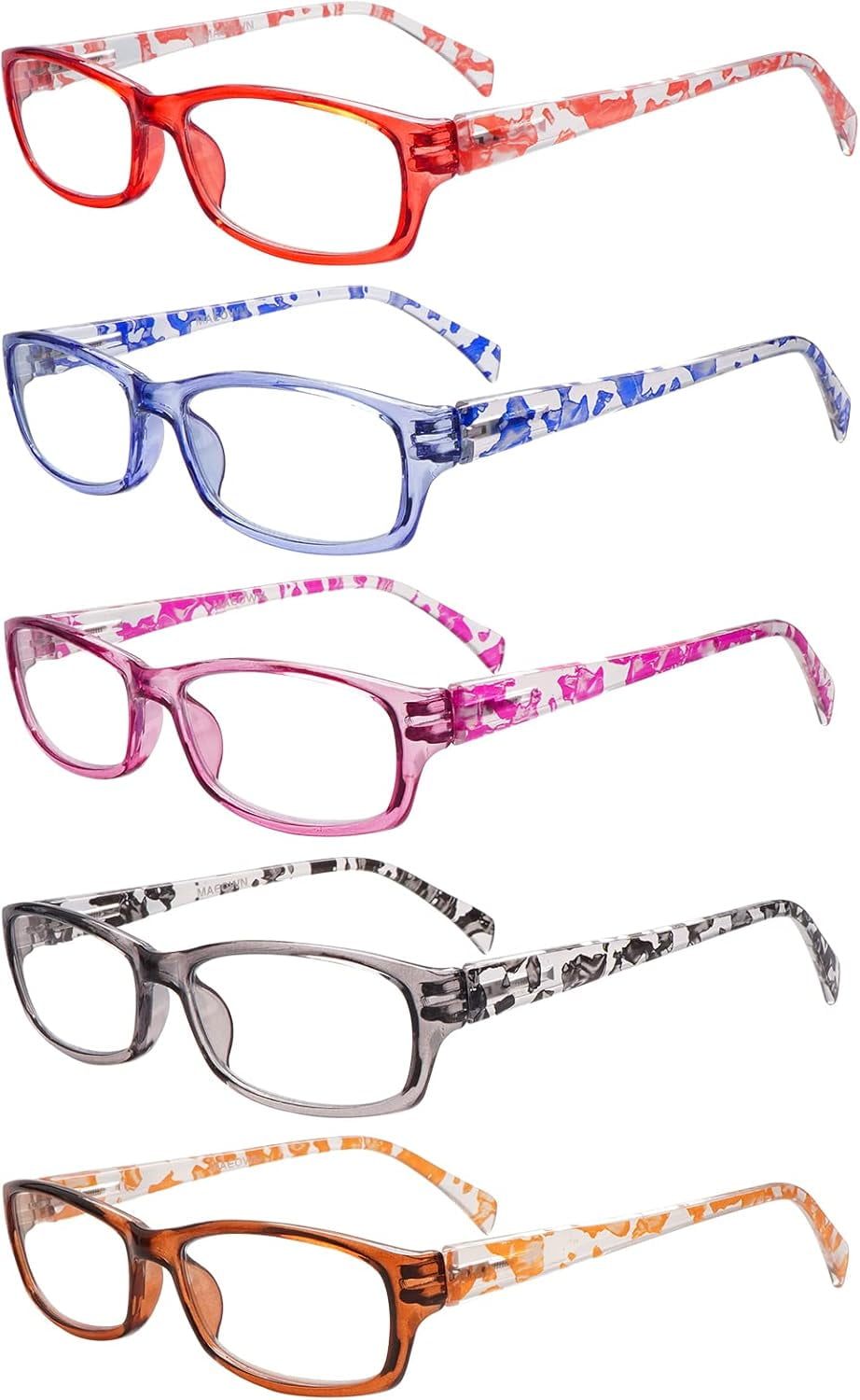 5 Pack Reading Glasses for Women, Blue Light Blocking Computer Readers ...