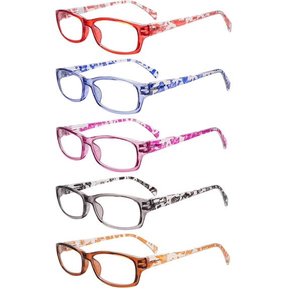 5 Pack Reading Glasses for Women, Blue Light Blocking Computer Readers ...