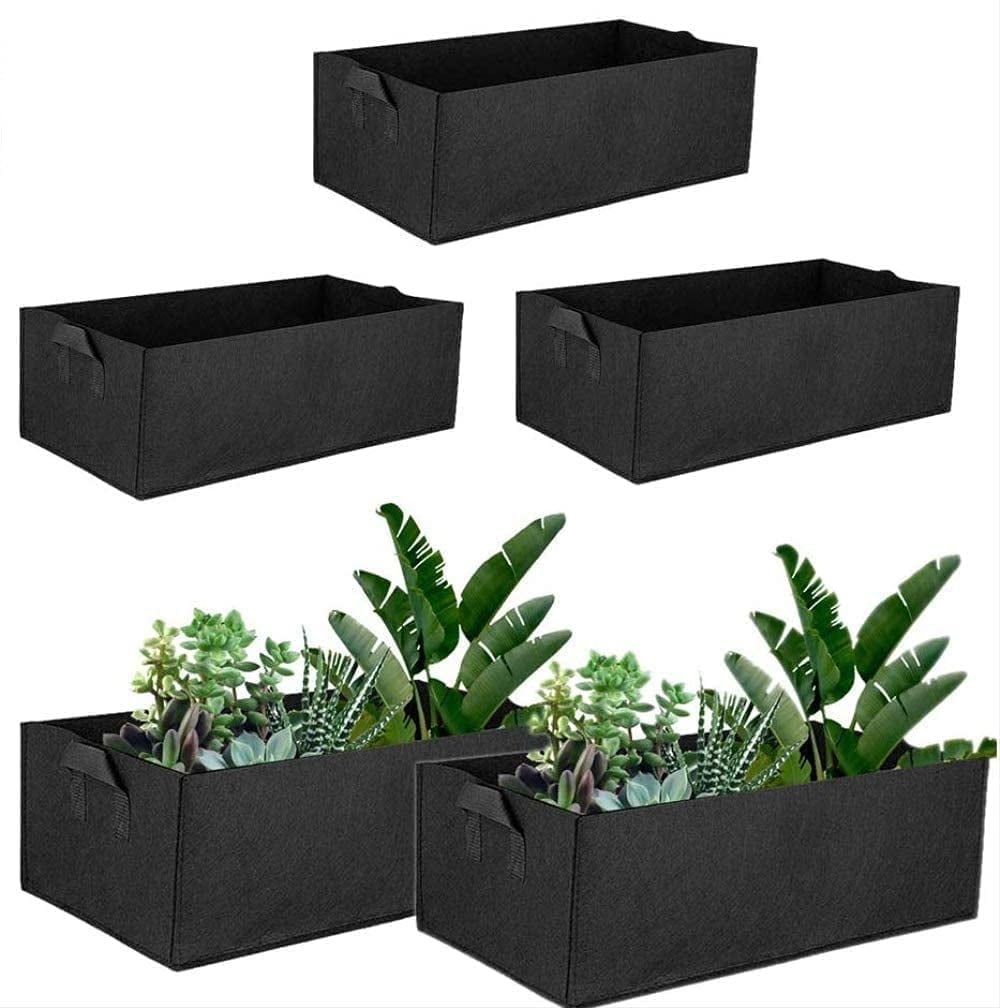 5 Pack Rectangular Garden Grow Bag Felt Planter Bags Square Planting ...
