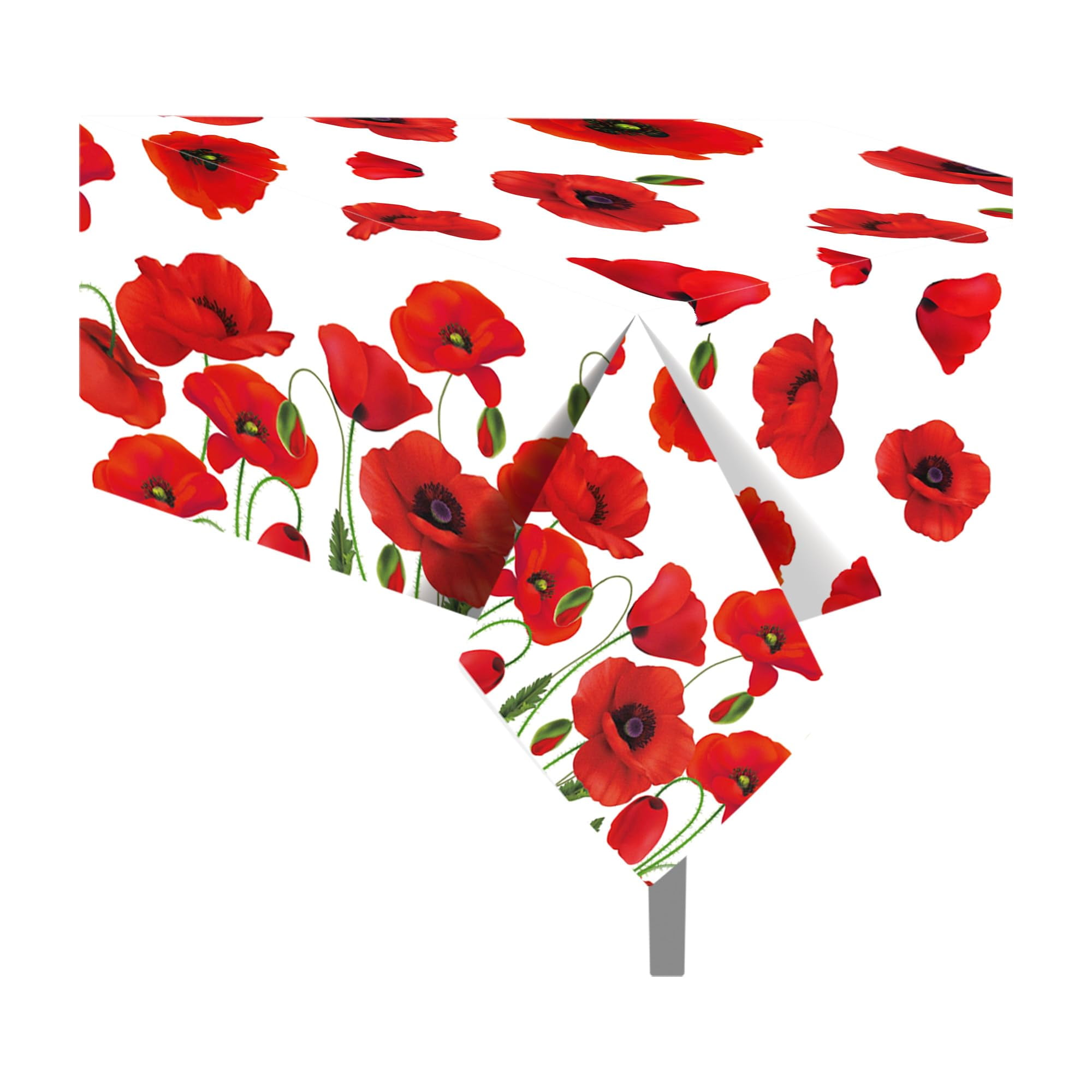 5-Pack Red Poppy Flowers Party Tablecloths 54x87 Inch Watercolor Floral ...